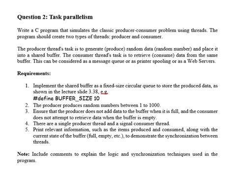 Solved Question 2 Task Parallelism Write A C Program That Chegg Com