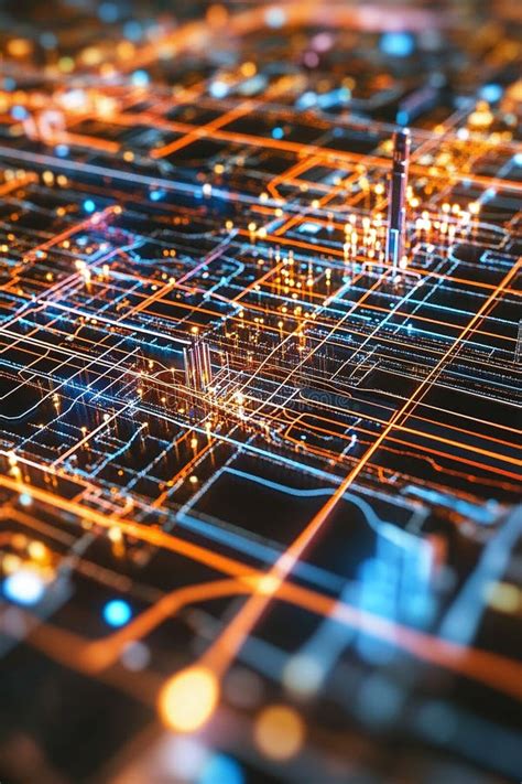 High Resolution Cad Rendering Of A City Wide Electrical Grid System
