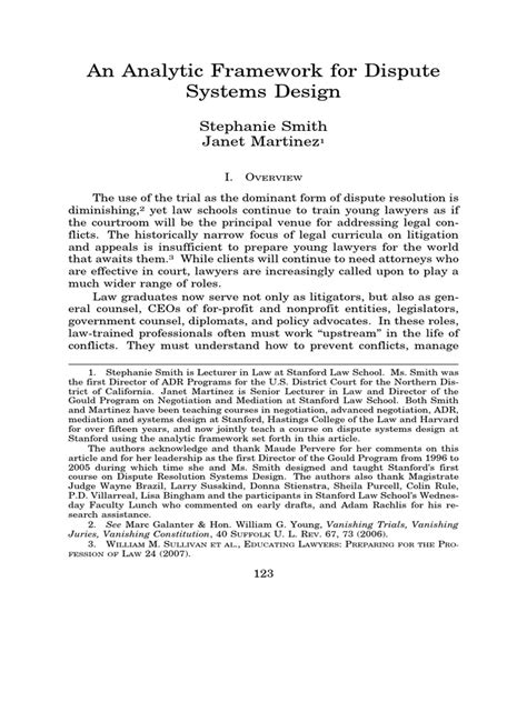Analytic Framework For Dispute Systems D Pdf Kaiser Permanente Alternative Dispute Resolution