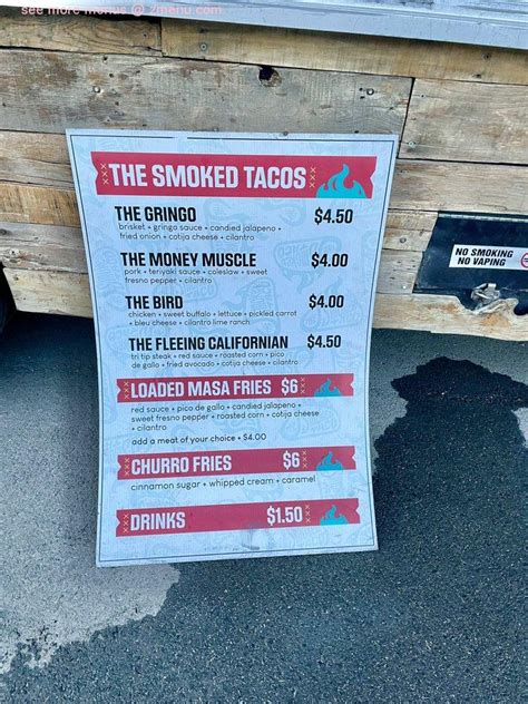Menu At The Smoked Taco Bbq American Fork