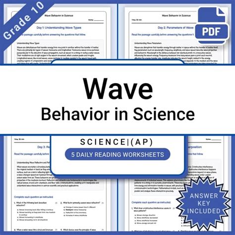 Grade 10 Science Wave Behavior Daily Reading Worksheet With Answer Key