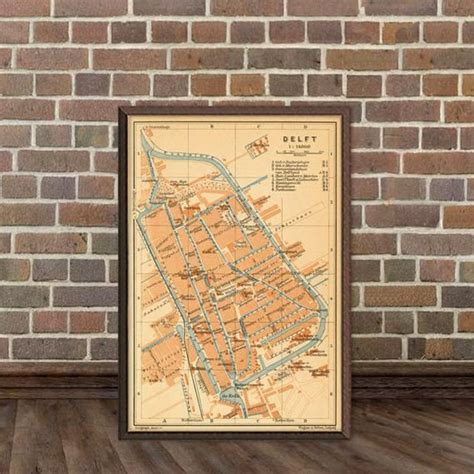 Old Map Of Delft Fine Archival Print Delft Map 115 X 17 Inches Etsy
