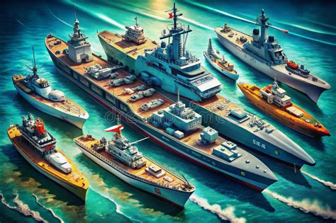 Exploring The World Of Military Naval Vessels Isometric Illustrations Showcase Diverse Ship