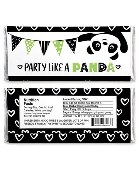 Big Dot Of Happiness Party Like A Panda Bear Candy Bar Wrapper Party