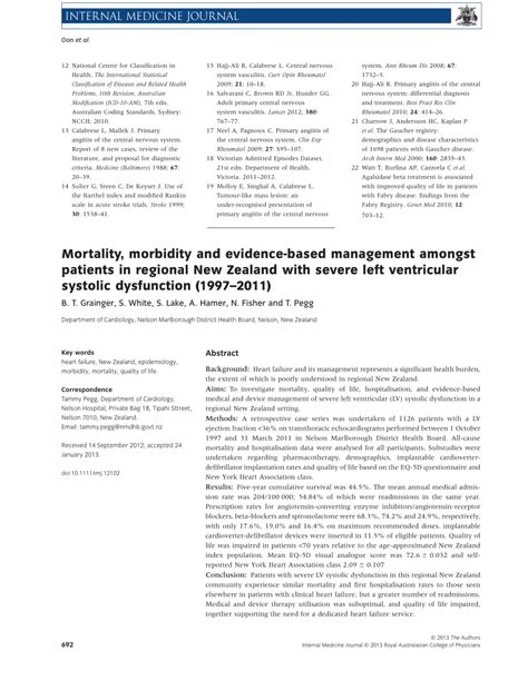 Pdf Mortality Morbidity And Evidence Based Management Amongst Patients In Regional New