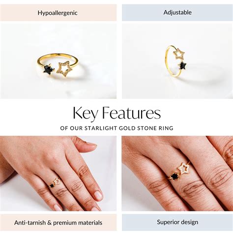 Ring Online Premium Starlight Gold Stone Ring Nestasia