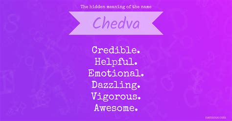 The Hidden Meaning Of The Name Chedva Namious