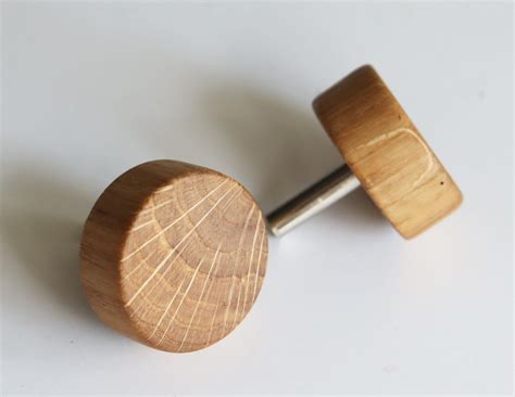Oak Wood Drawer Knobs Set Of 2 Wooden Cabinet Knobs Rustic Etsy
