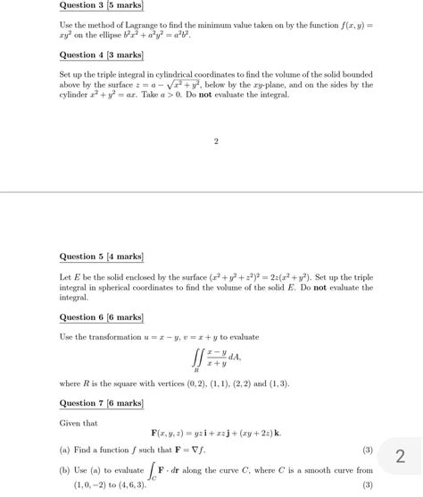 Solved Question 3 5 Marks Use The Method Of Lagrange To Chegg Com