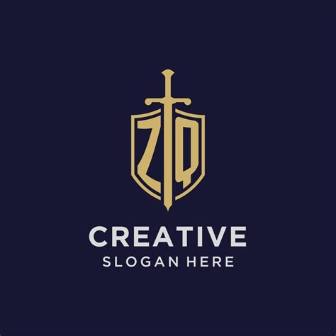 Zq Logo Initial Monogram With Shield And Sword Design 15615687 Vector