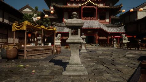 Premium Stock Video A Traditional Chinese Street Scene With Lanterns