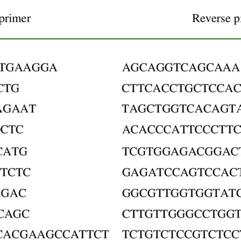 Pcr Primer Sets And Annealing Temperatures Download Table