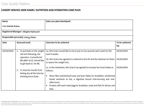 Person Centered Care Plan Template
