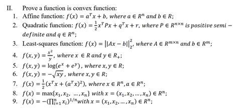 Solved Ii ﻿prove A Function Is Convex Function Affine