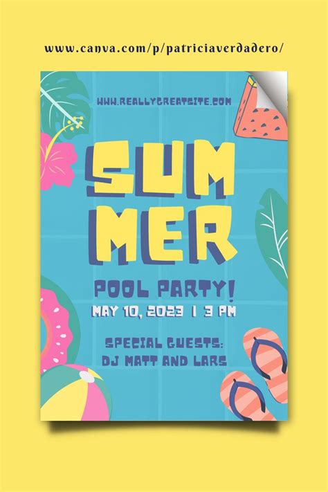 Canva Template Colorful Summer Pool Party Event Poster Event Poster Template Event Poster