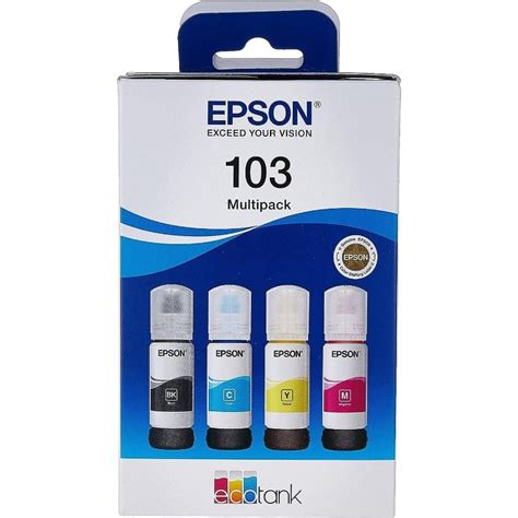 Epson 103 Ink Ecotank 4 Colour Multipack Black Magenta Cyan Yellow