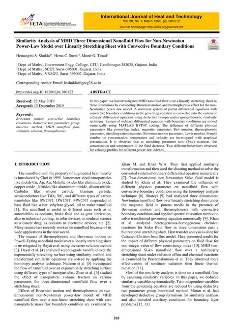 PDF Similarity Analysis Of MHD Three Dimensional Nanofluid Flow For Non Newtonian Power Law