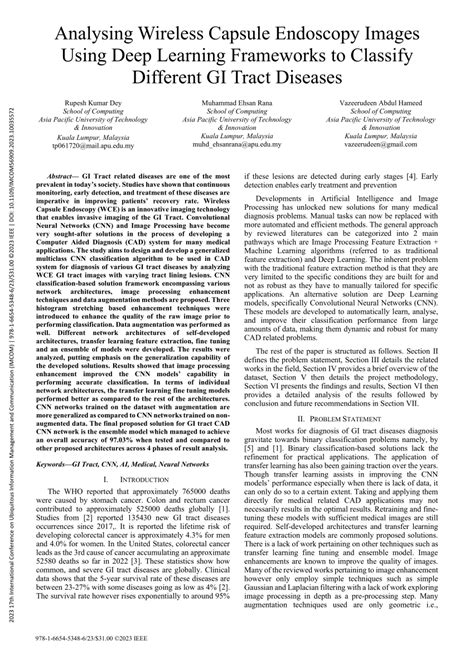 Pdf Analysing Wireless Capsule Endoscopy Images Using Deep Learning Frameworks To Classify