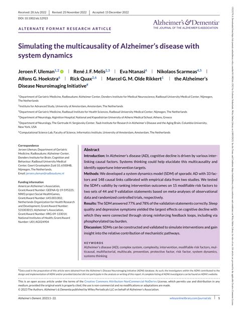 pdf simulating the multicausality of alzheimer s disease with system