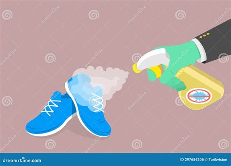 3d Isometric Flat Vector Illustration Of Shoes Disinfection Stock Illustration Illustration Of
