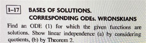 solved 1 17 bases of solutions corresponding odes