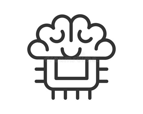 Minimalist Vector Illustration Of A Brain With A Chip Symbolizing Artificial Intelligence