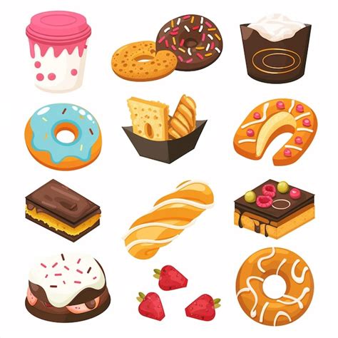 스 음식 터 일러스트레이션 만화 디자인 고립 된 배경 식사 그래픽 로고 아이콘 프리미엄 Ai 생성 벡터