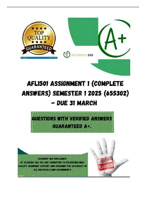 Afl1501 Assignment 1 Complete Answers Semester 1 2025 655302 Due 31 March 2025 100