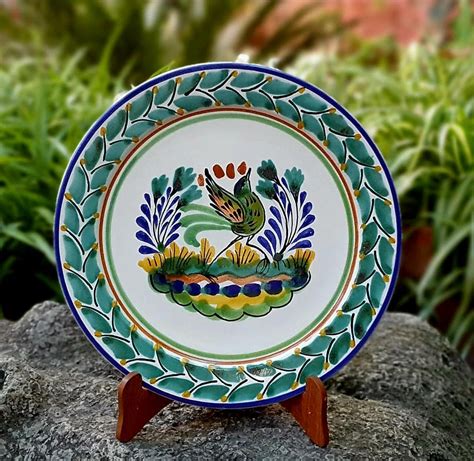 Mexican Pottery Bird Plates Multi Colors Gorky Pottery Mayolica