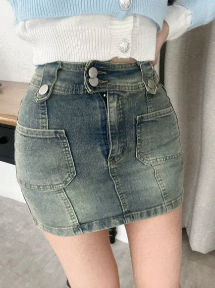 [고퀄 속바지o] 빈티지 데님 스커트 연청 치마 에이블리