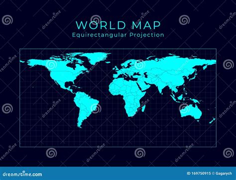World Map Equirectangular Grid Vector Illustration Cartoondealer