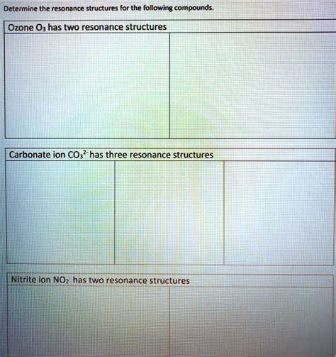 Determine The Resonance Structures For The Following Compounds Ozone O3