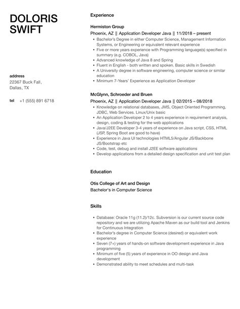 Application Developer Java Resume Samples Velvet Jobs