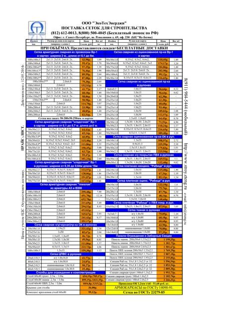 Сетка арматурная сварная прайс | PDF