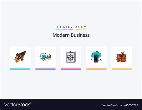Modern Business Line Filled 5 Icon Pack Including Vector Image