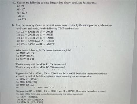 Solved 60 Convert The Following Decimal Integers Into