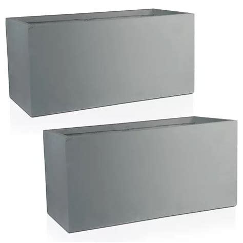 Set Of 2 Idealist™ 60cm Garden Trough Grey Reinforced Stone