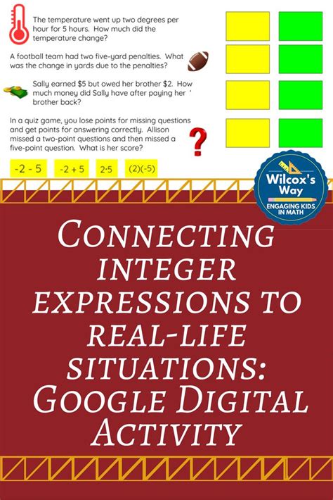 Integer Operations Word Problems And Real Life Situations Digital Activity