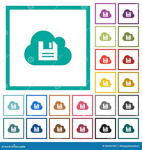 Cloud Storage Flat Color Icons With Quadrant Frames Stock Illustration Illustration Of