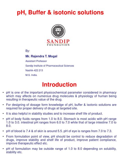 PH, Buffer & Isotonic Solutions | PDF | Ph | Buffer Solution