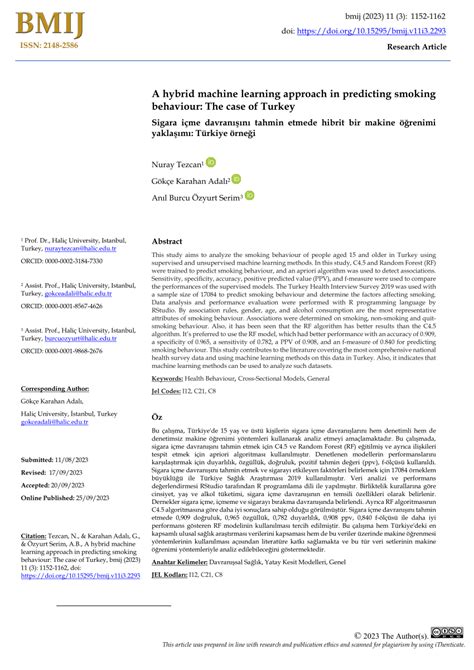 Pdf A Hybrid Machine Learning Approach In Predicting Smoking