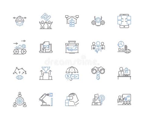 Production Workflow Outline Icons Collection Manufacture Process