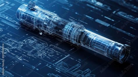 Blueprint Of A Guns Muzzle Brake And Flash Suppressor Photorealistic