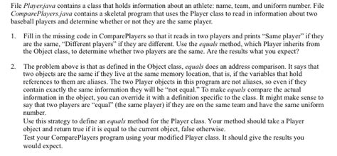 Solved File Playerjava Contains A Class That Holds