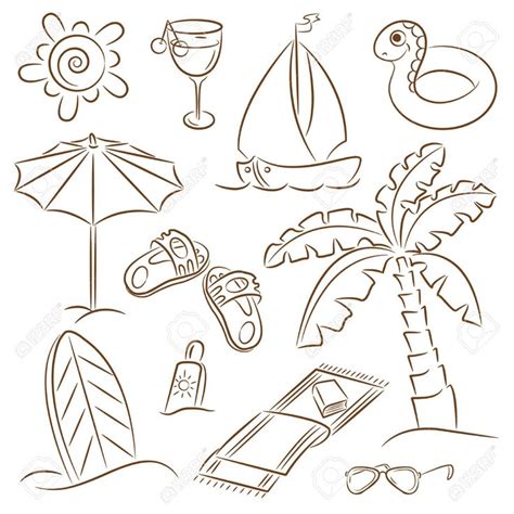 Simple Beach Drawings Printable Beach Doodle Beach Vacation Doodle