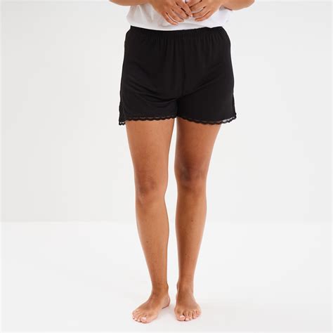 Bas De Pyjama Short Détails Dentelle Noir Femme La Halle
