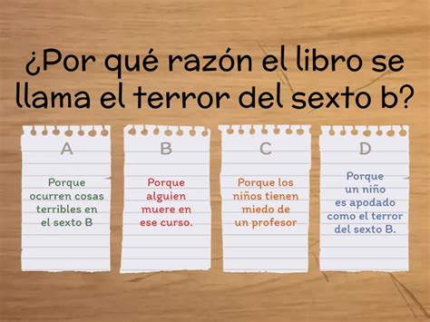 El Terror Del Sexto B Cuestionario