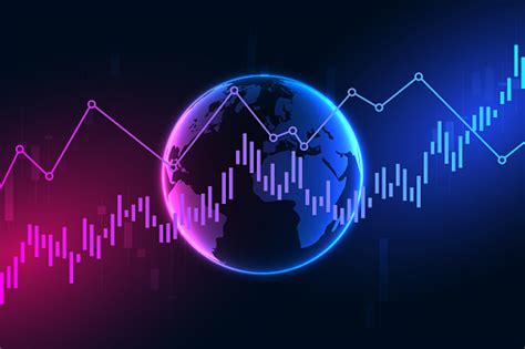 주식 시장 그래프 또는 Forex 무역 비즈니스 및 금융 개념 보고서 및 어두운 배경에 투자를 위한 차트 벡터 일러스트 레이 션 개념에 대한 스톡 벡터 아트 및 기타 이미지