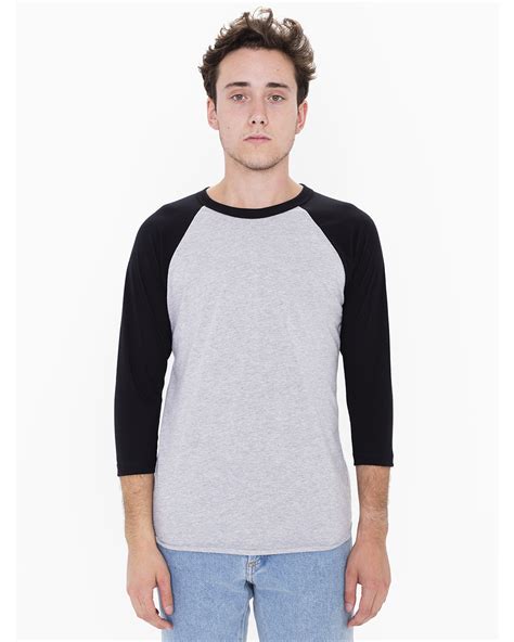 American Apparel Bb453w Poly Cotton 34 Sleeve Raglan T Shirt