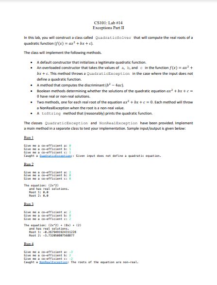 solved cs101 lab 14 exceptions part 11 in this lab you